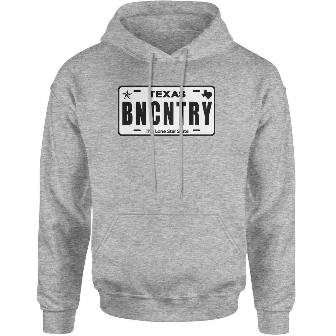 Texas License Plate BNCNTRY Adult Hoodie Sweatshirt, Concert Merch ...