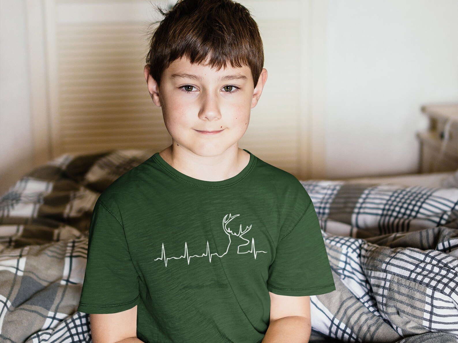 Kid’s Buck Pulse Shirt, Printed Youth Heartbeat Stag T-shirt, Hunter ...