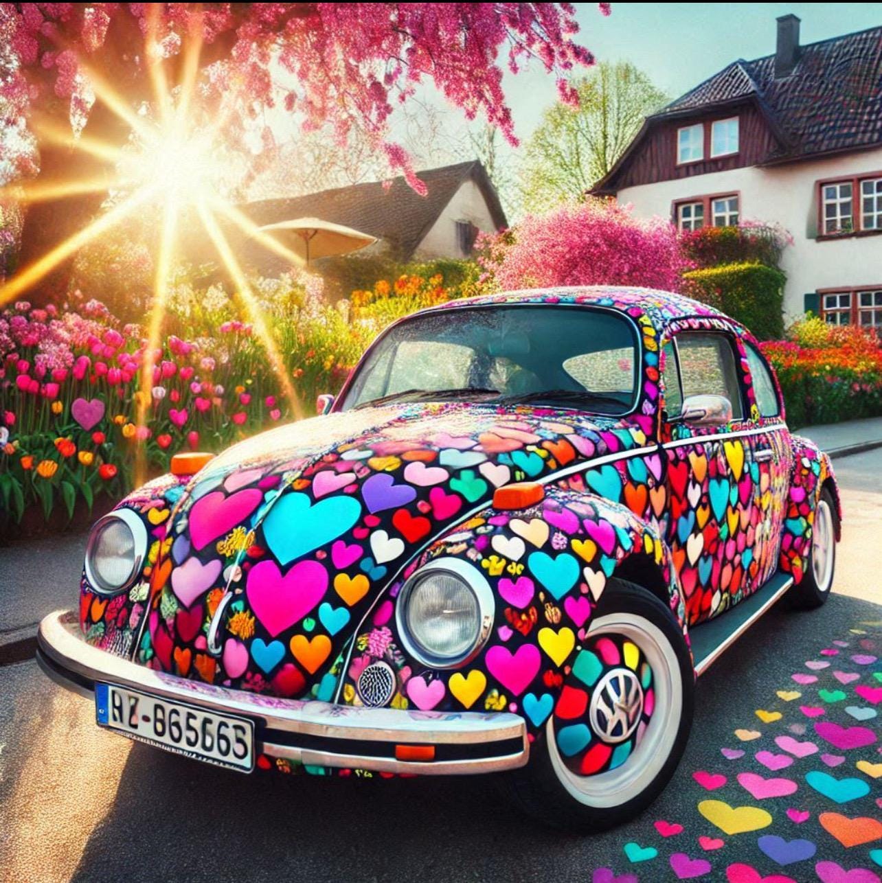 VW Beetle Valentines Day Heart Car Digital Image - Etsy Canada