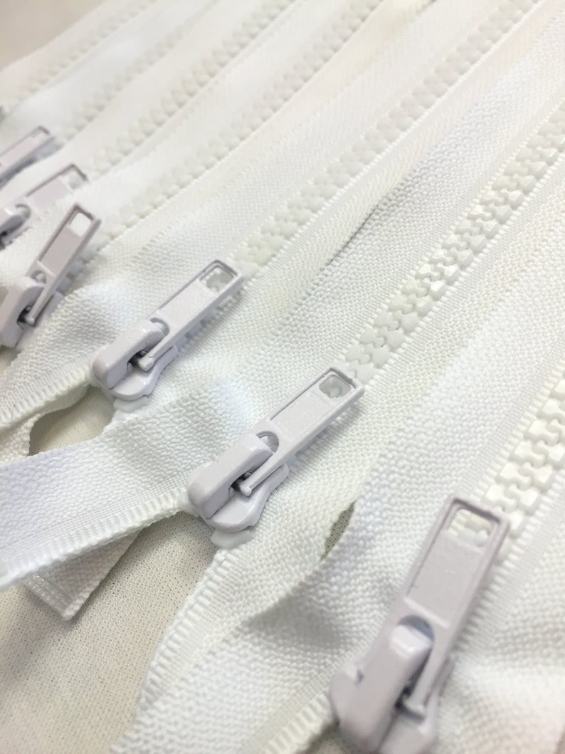 White Plastic Molded Zipper 5mm Separating 21 OR 28 inches | Etsy