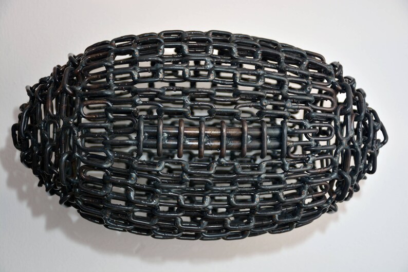 Handmade Modern Sculpture Football, Rugby Ball, Metalart. Welded Metal ...