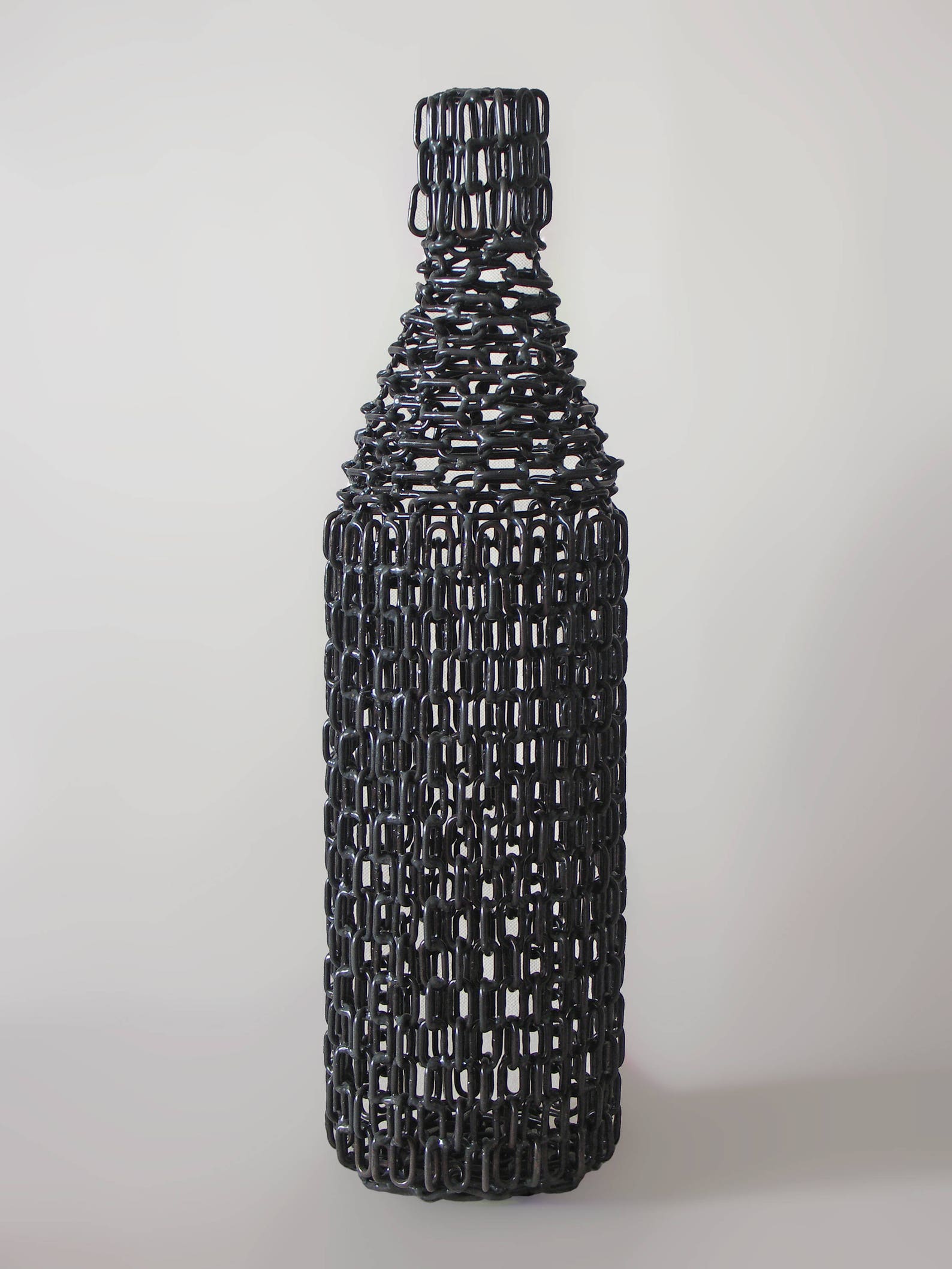 Welded Metal Bottle Sculpture: Minimalist Chain Art - Etsy