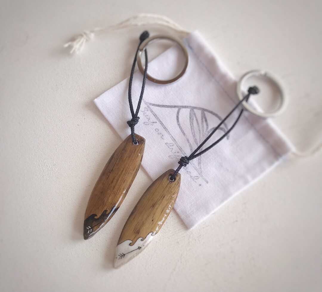 Friendship - Lover - Wedding Surfboard Key Ring Set With Messages “dare ...