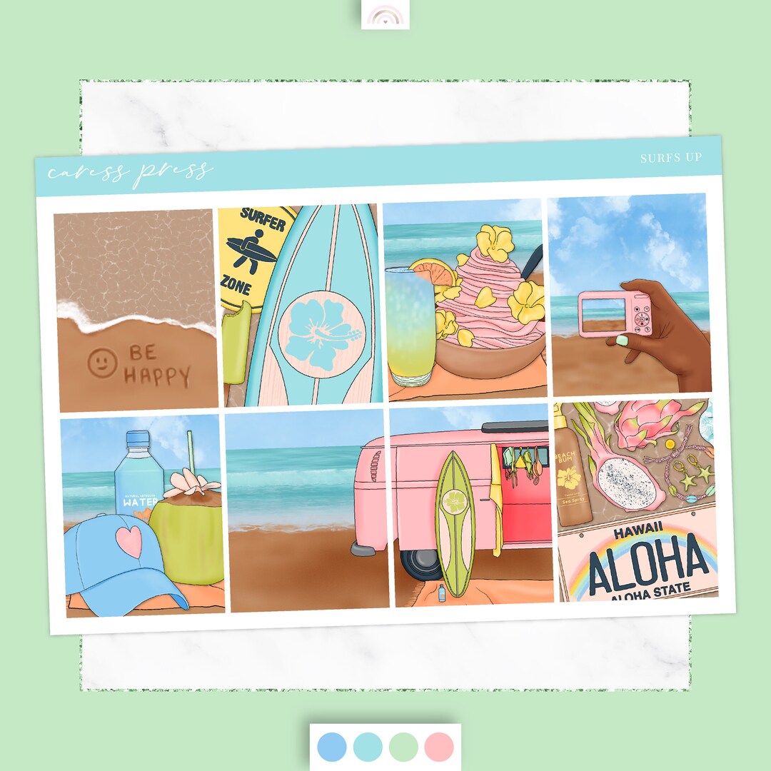 Surfs up Weekly Planner Sticker Kit, Memory Planning, Summer Kit ...