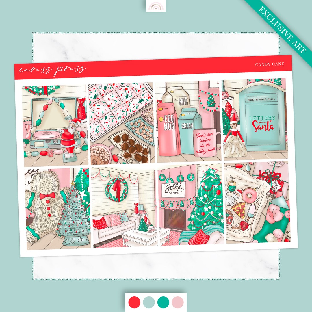Candy Cane Christmas Weekly Planner Sticker Kit / Exclusive Custom ...