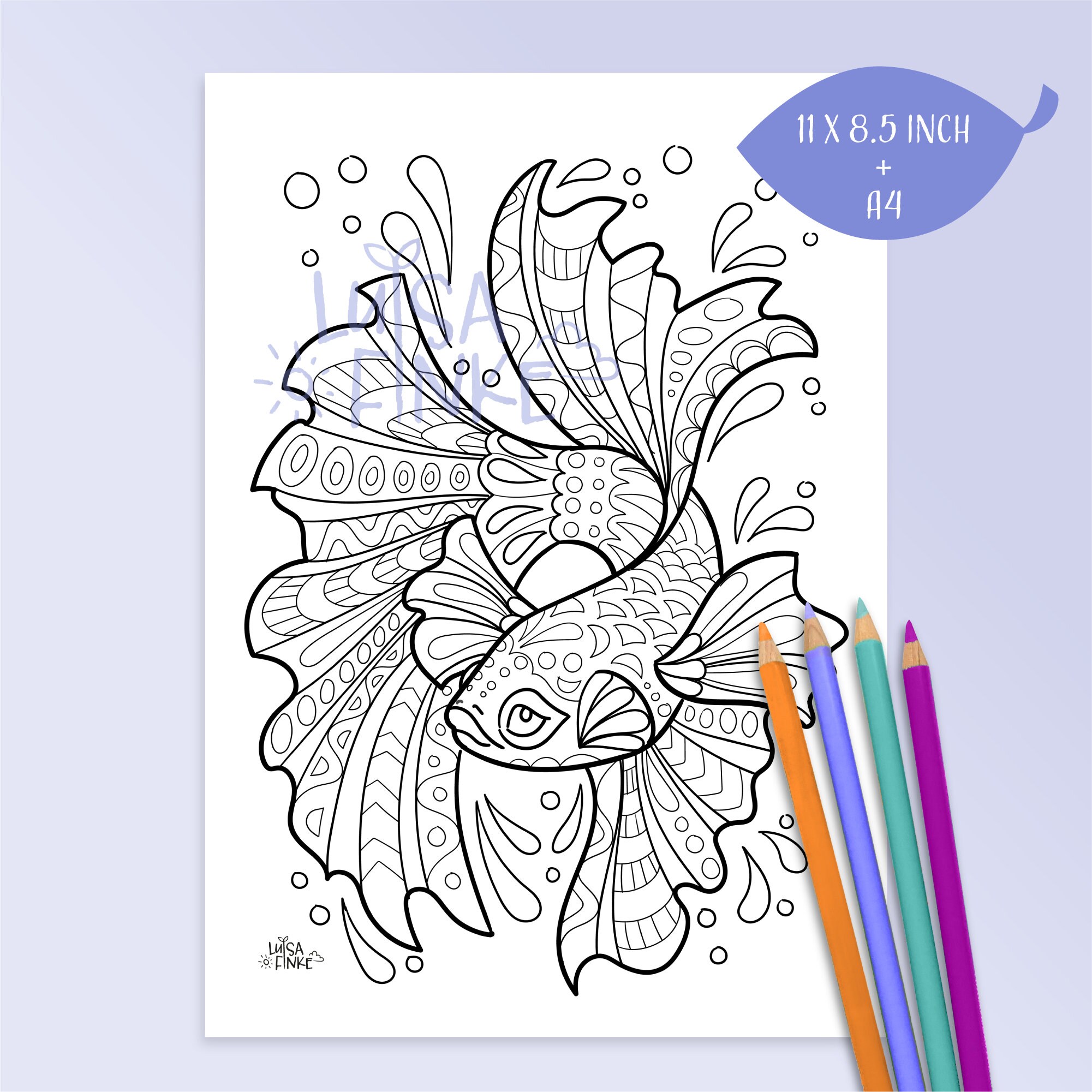 Fantasy Fish Coloring Page Beautiful and Fun Under Water Coloring for ...