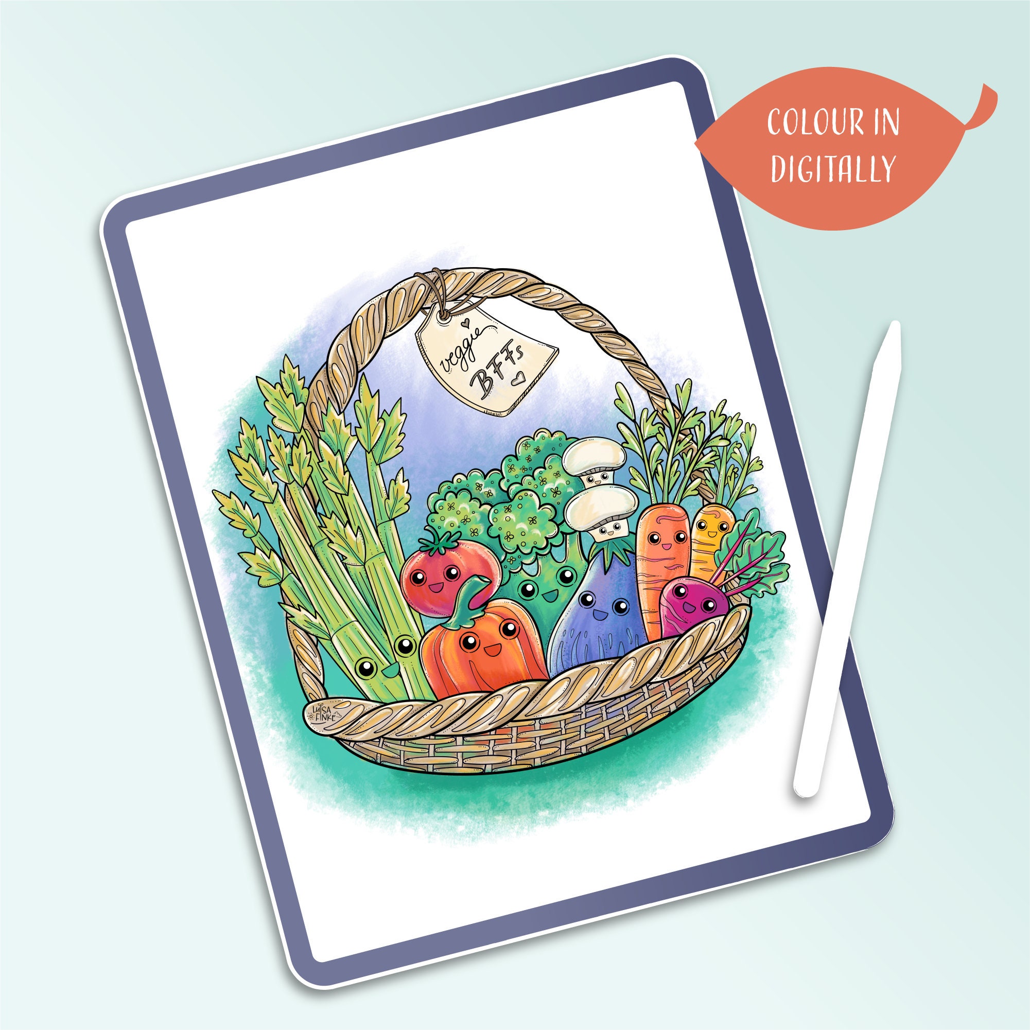 Cute Garden Vegetable Coloring Page | Fun Coloring for Adults and Kids ...