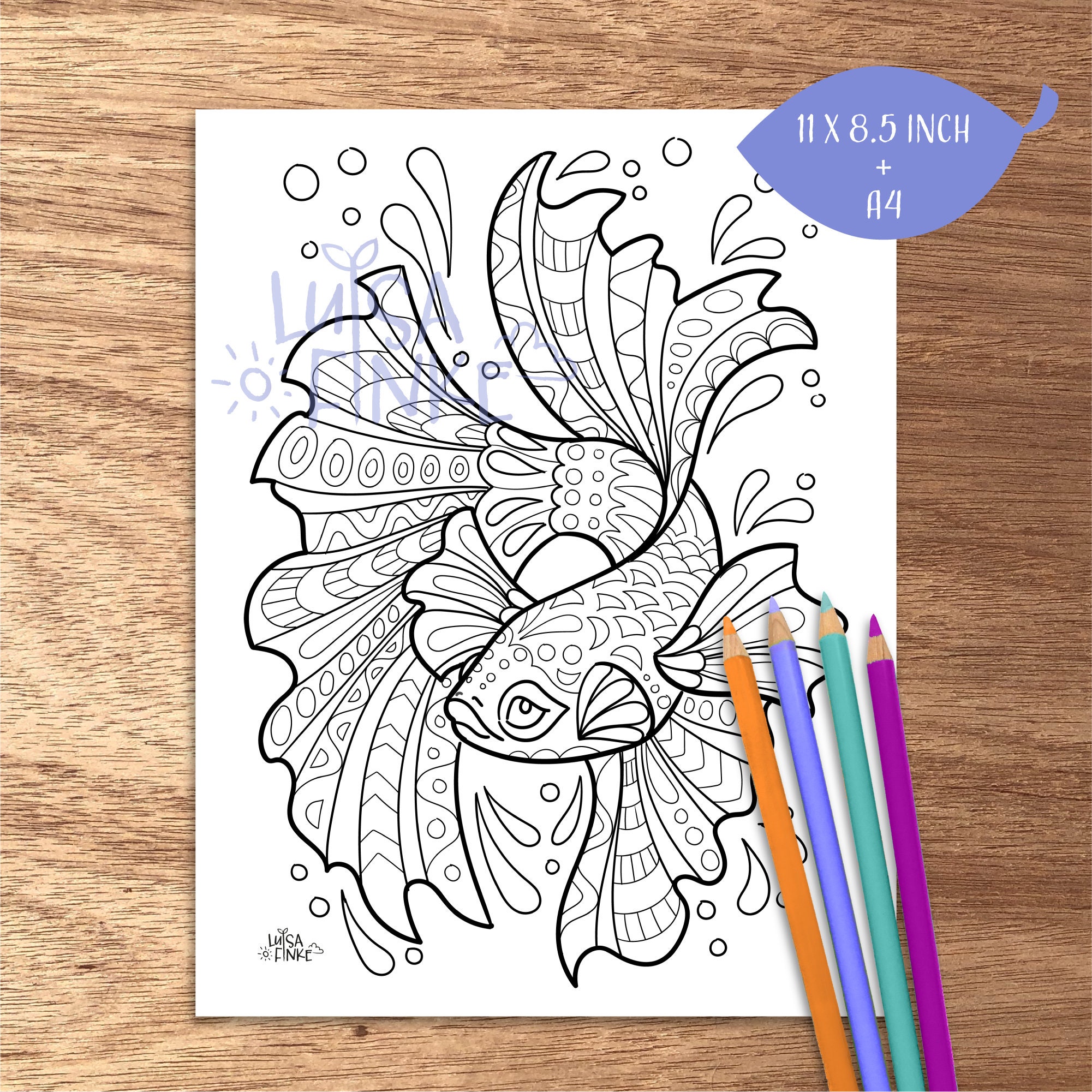 Fantasy Fish Coloring Page Beautiful and Fun Under Water Coloring for ...