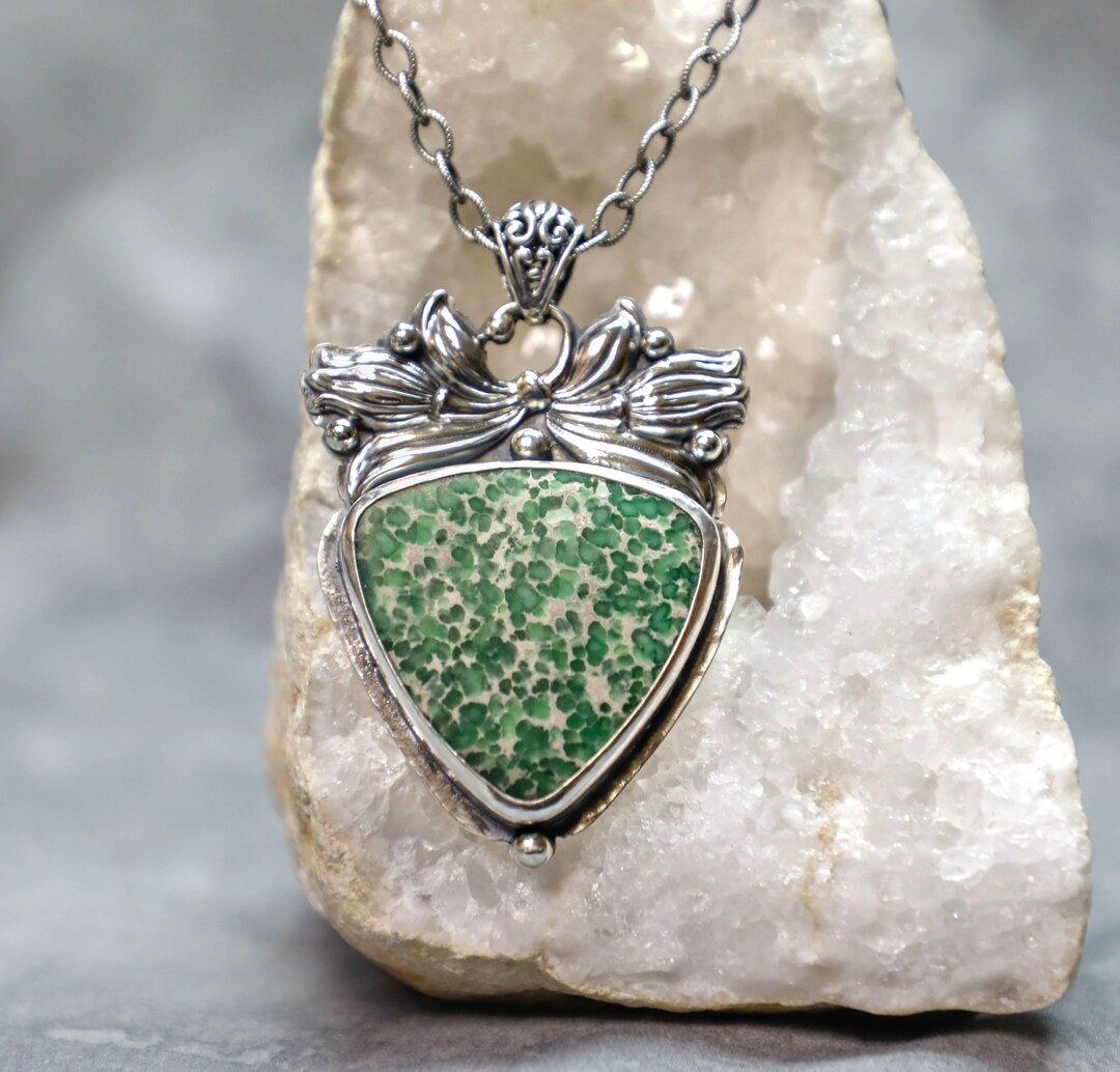 Spiderweb Variscite and Sterling Silver Pendant (chain Not Included) - Etsy