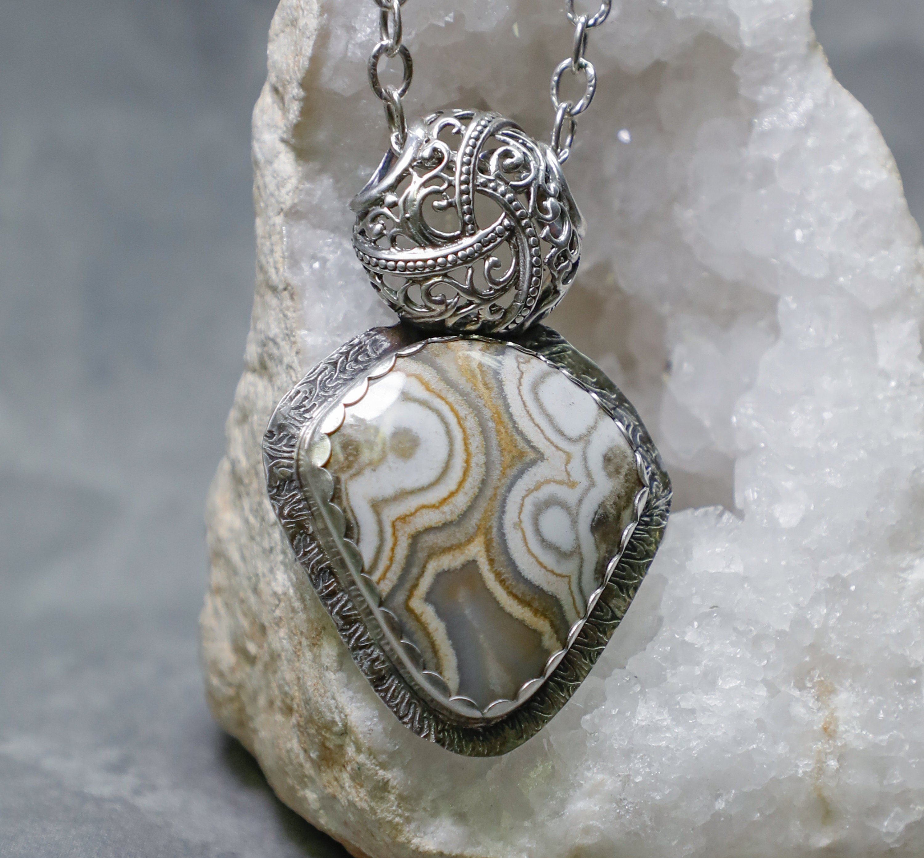 Flor De Duranzo Agate and Sterling Silver Pendant - Etsy