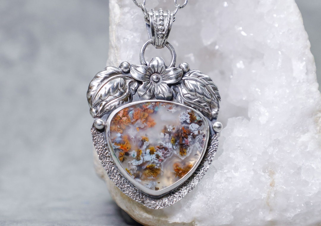 Copper Chrysocola in Chalcedony and Sterling Silver Pendant - Etsy