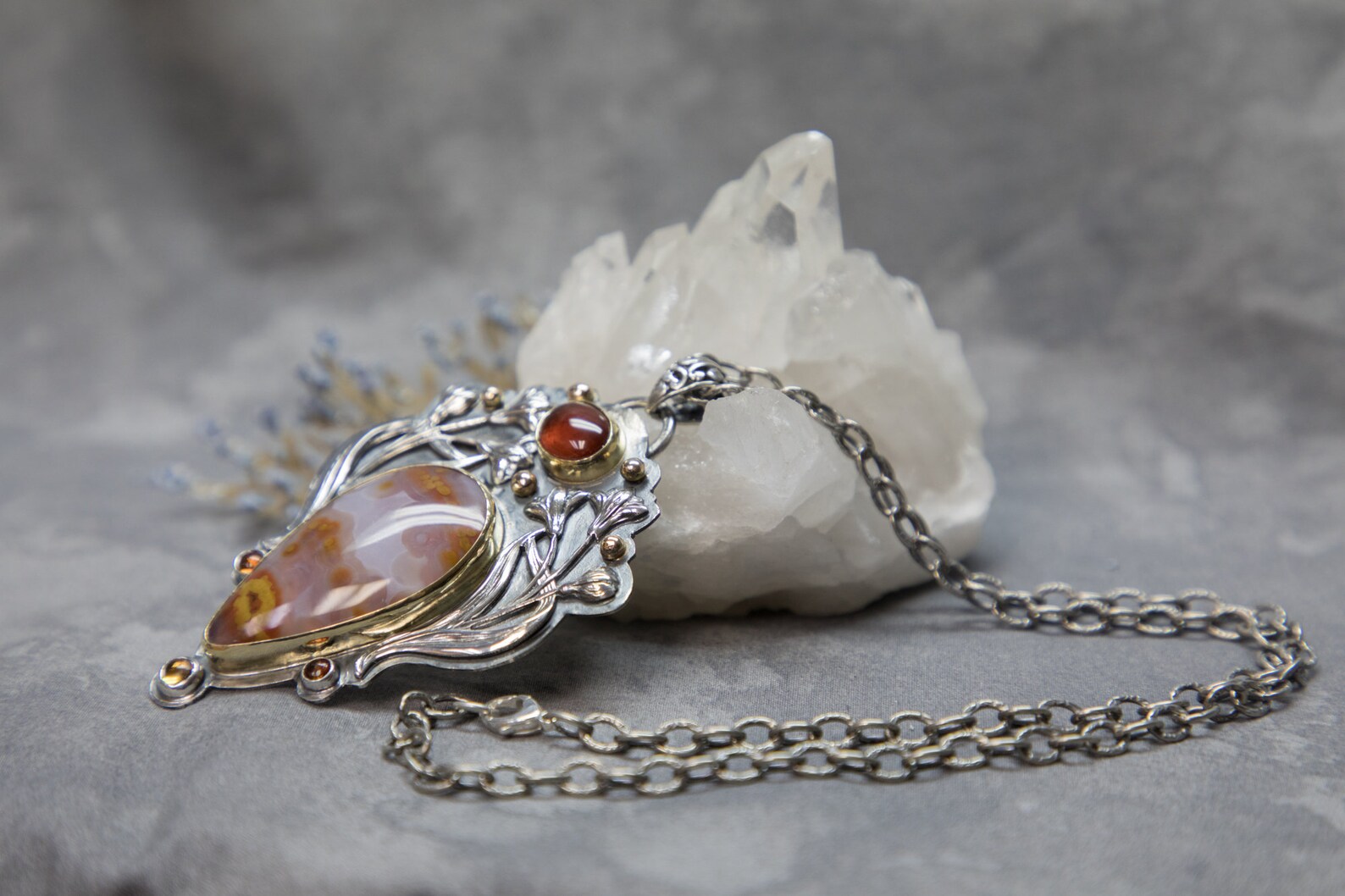 Ocean Japer, Hessonite Garnet, Citrine With 18K Gold and Sterling Siver ...