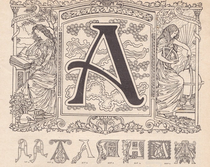 Original French Alphabet Letter A Lithograph From LAROUSSE Nouveau ...