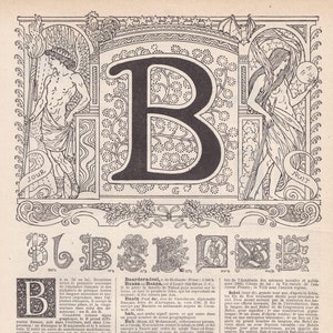 Original French Alphabet Letter B Lithograph From LAROUSSE Nouveau ...