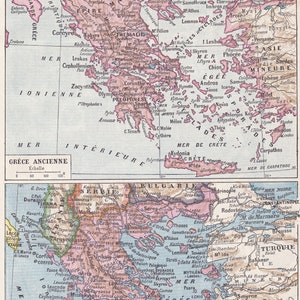 Vintage Map of Greece Ancient and Modern Original 1922 French ...