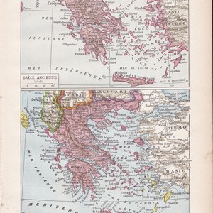 Vintage Map of Greece Ancient and Modern Original 1939 French ...