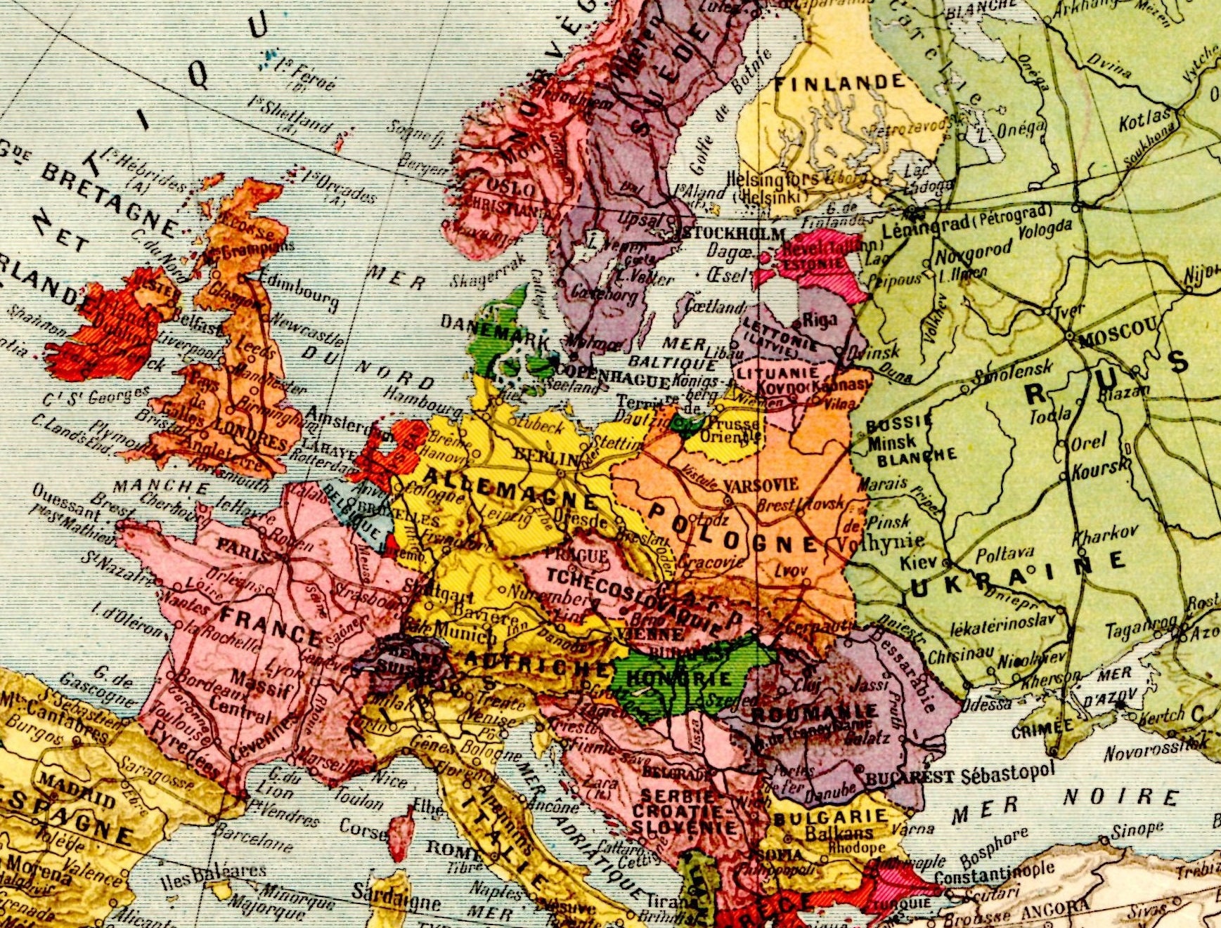 Original French Map of Europe Lithograph from LAROUSSE Nouveau | Etsy
