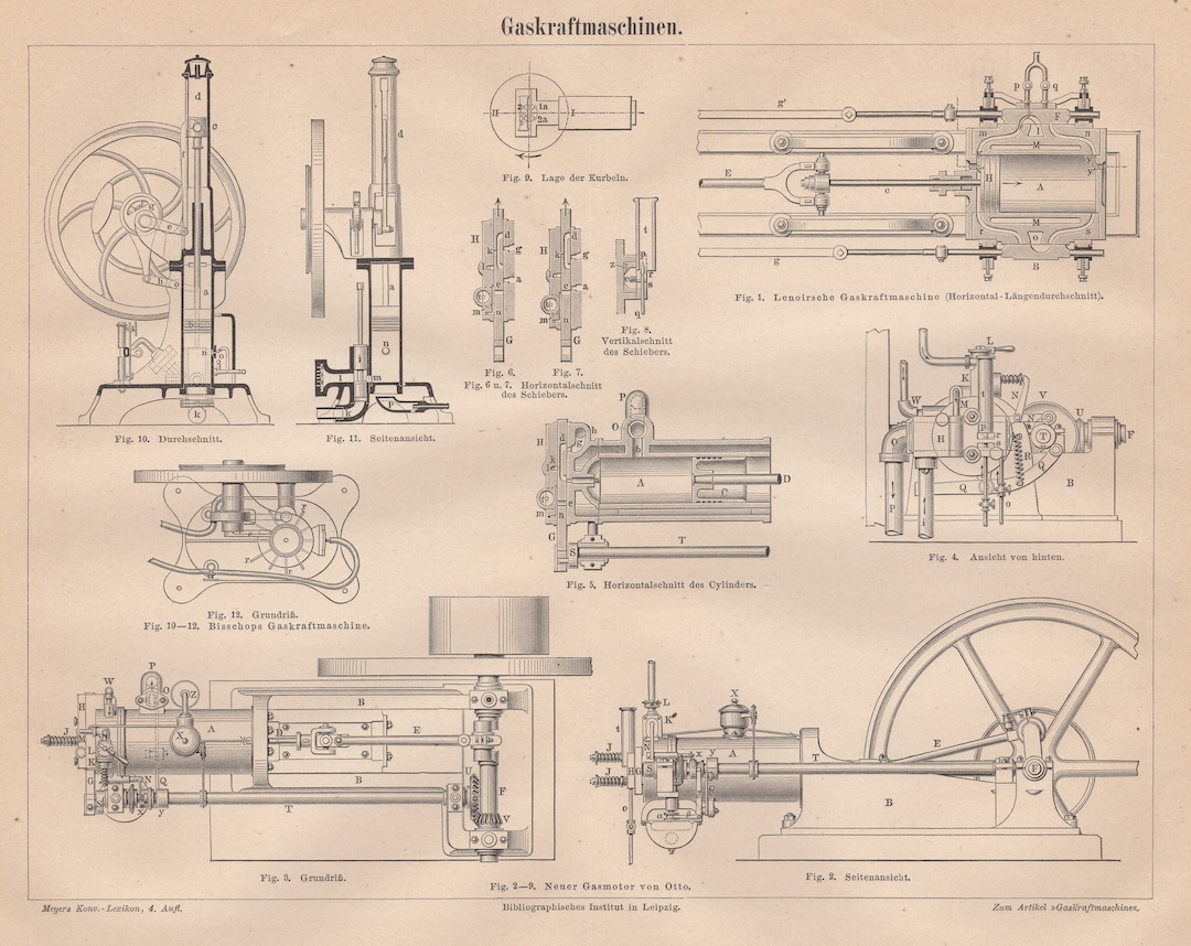 Antique 1900s Engineering Machine Steam Industrial Revolution Piston ...