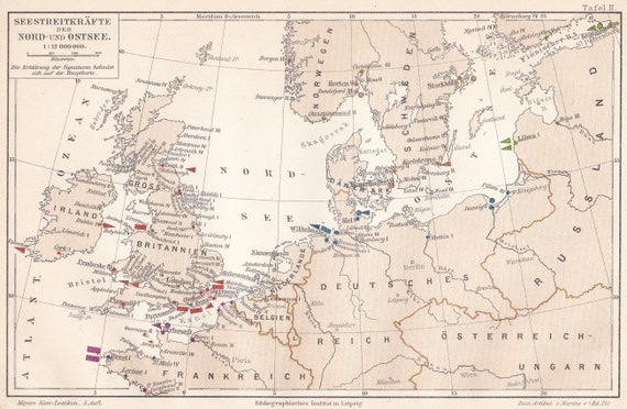 Antique 1901 Map of Europe Ports Sailing Shipping Routes - Etsy UK