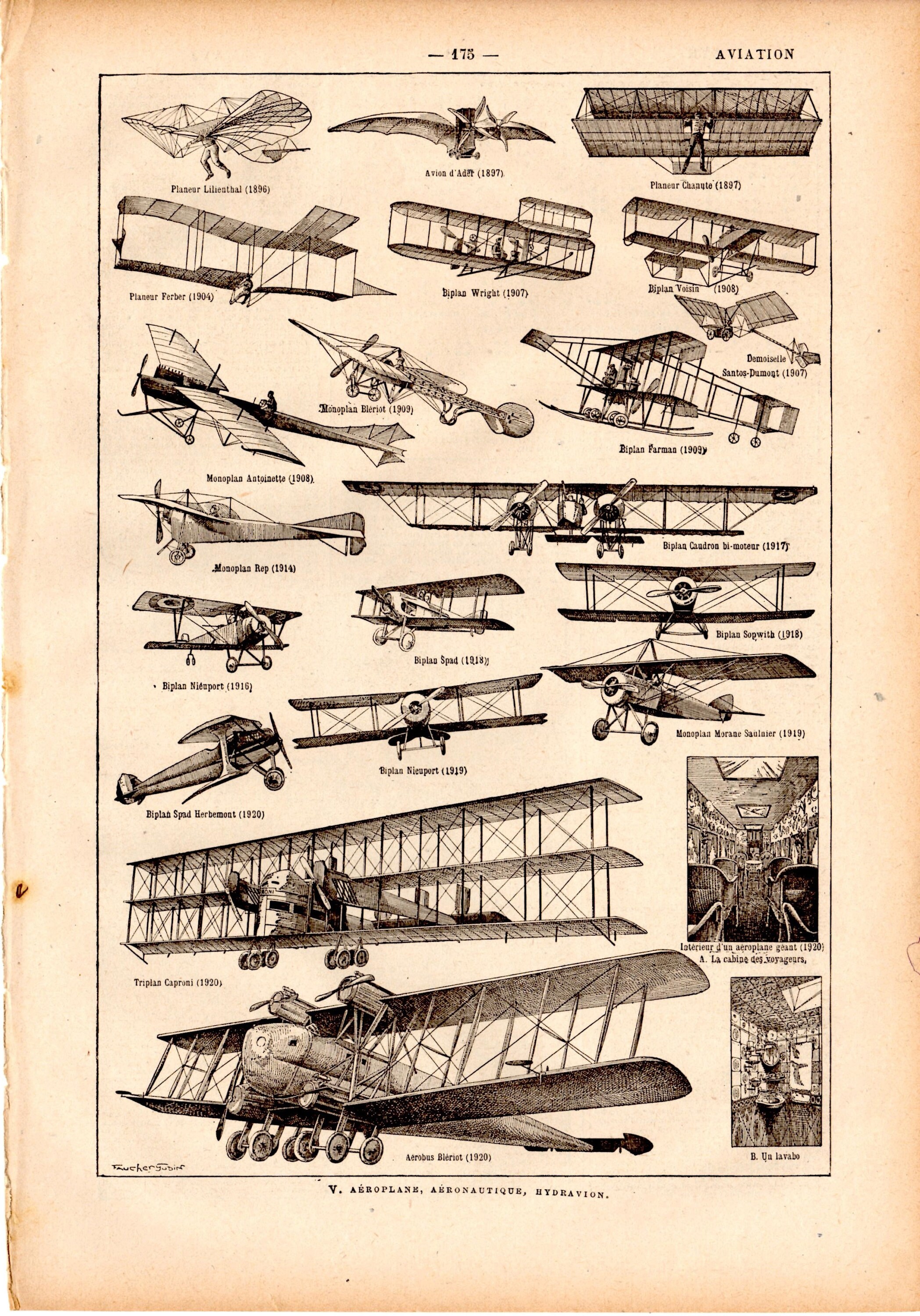 Original French Aeronautics Aircraft Aeroplane Flight Lithograph From ...
