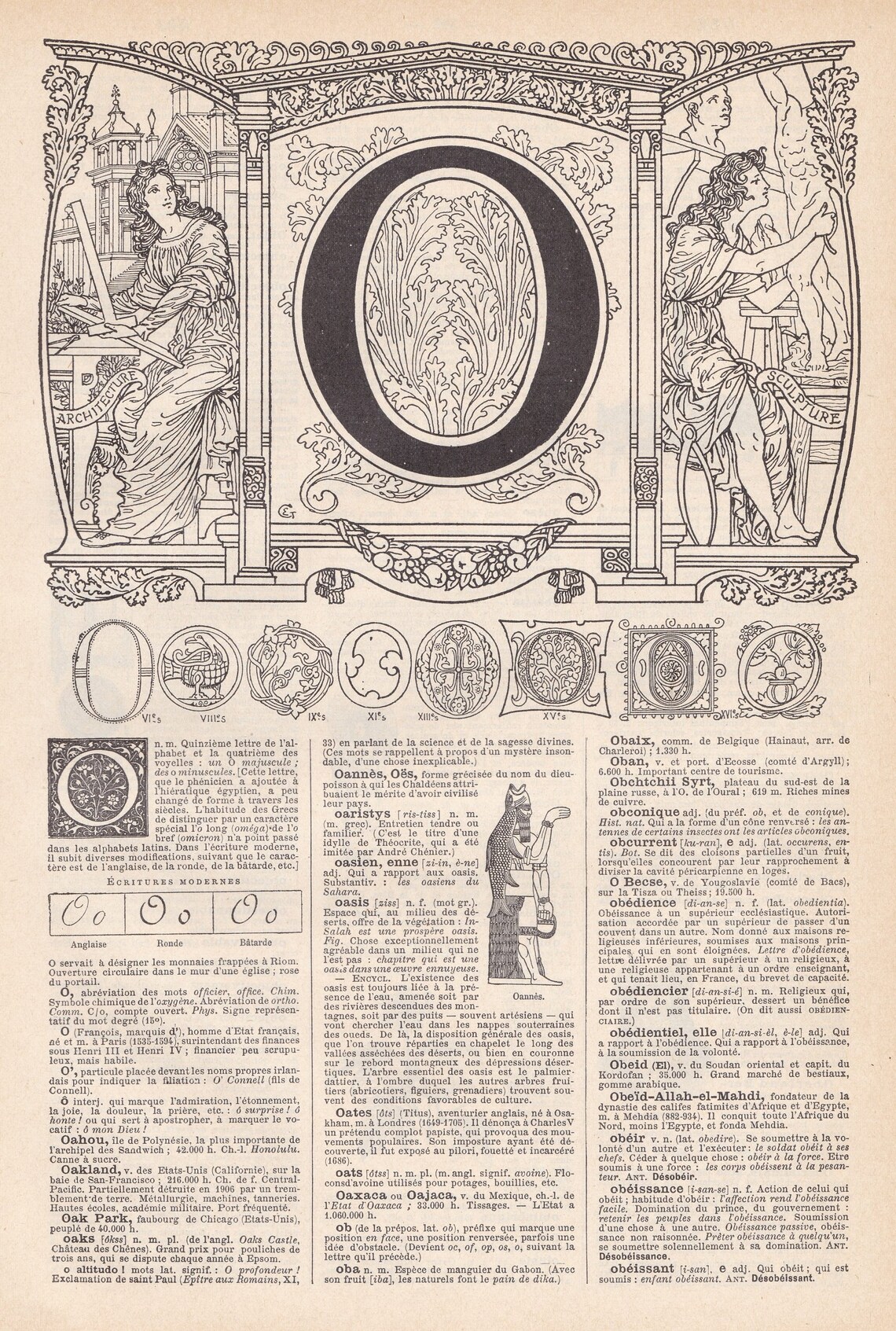 Original French Alphabet Letter O Lithograph From LAROUSSE Nouveau ...