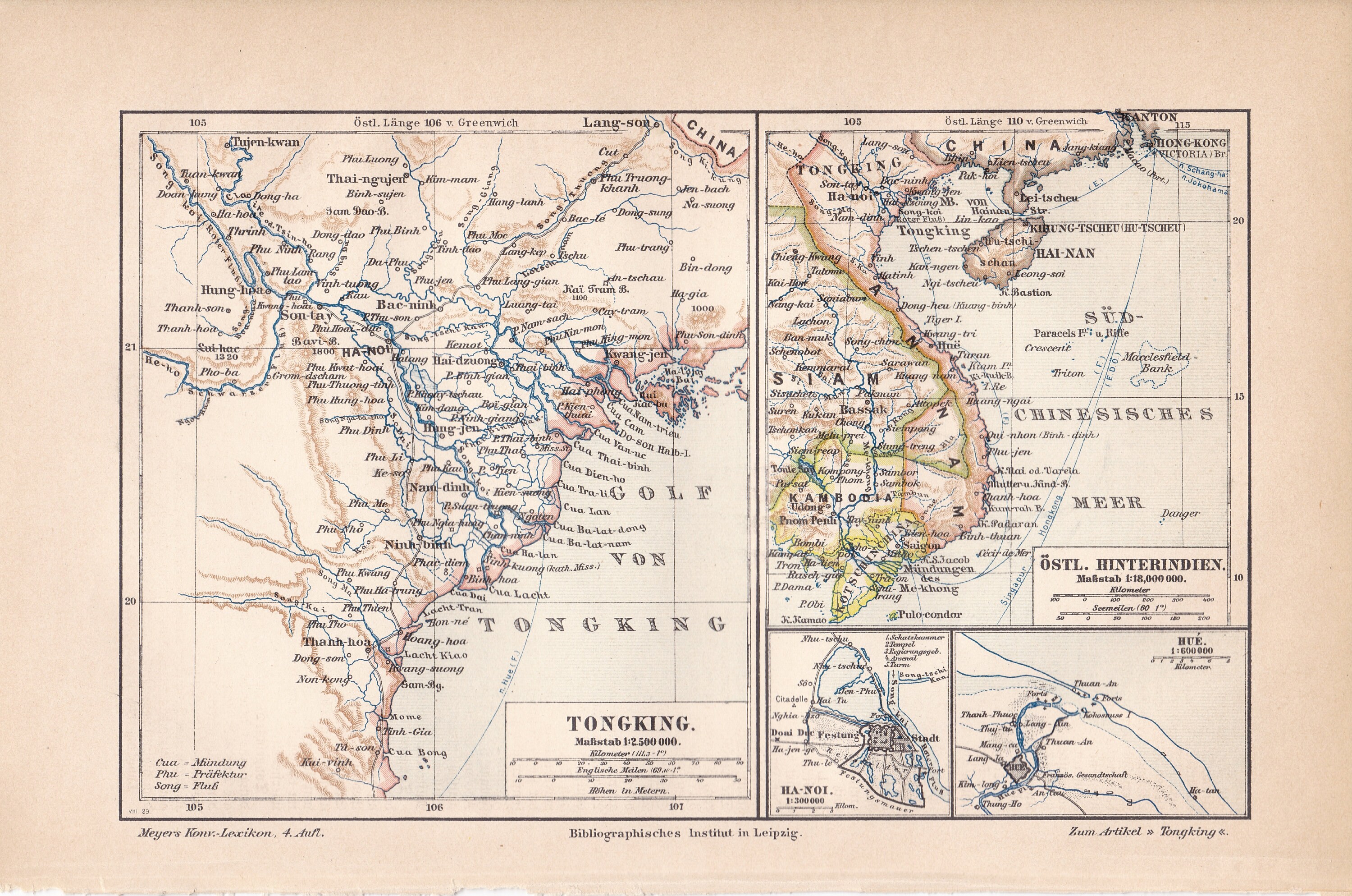 Antique 1887 Tonkin Tonking Region Vietnam China Map German - Etsy UK