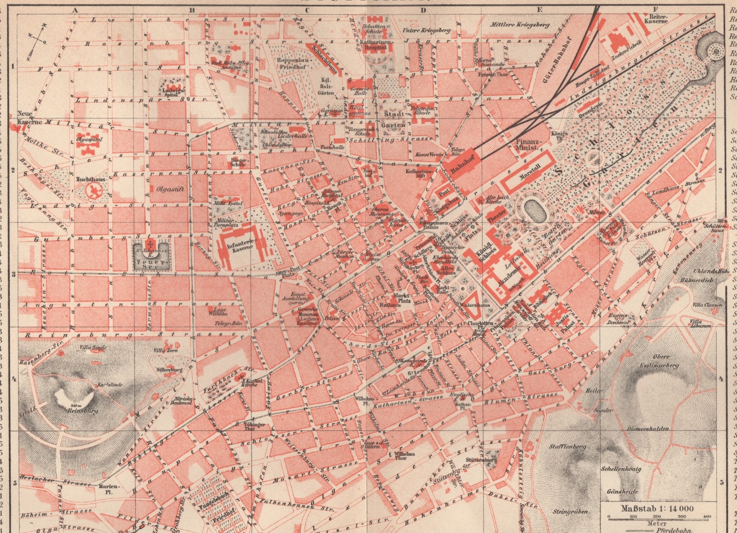 Antique 1900s Map of Stuttgart City Germany German - Etsy