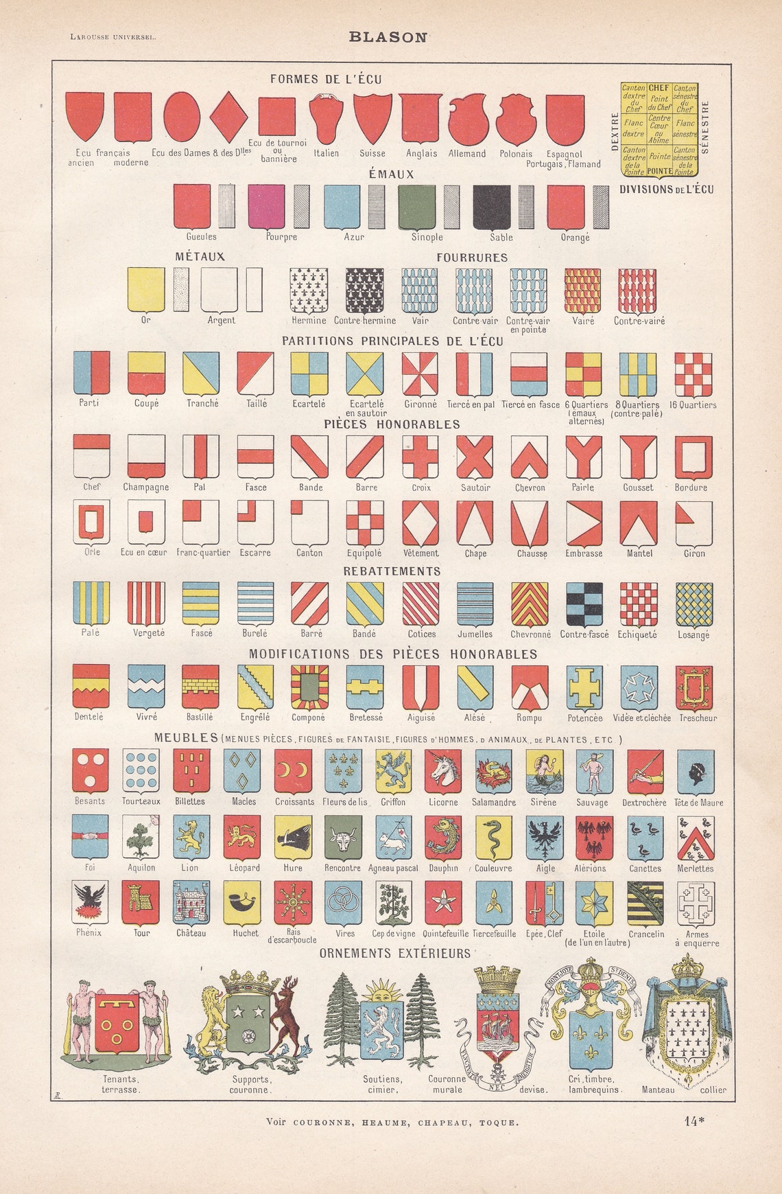 Vintage Original French Flags Crests Blason Coat of Arms Seal ...