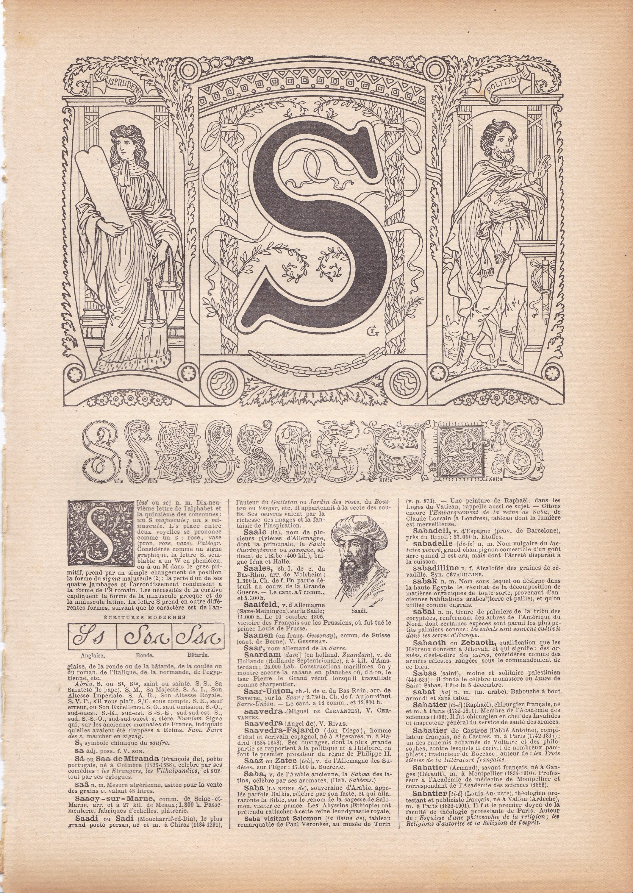 Original French Alphabet Letter S Lithograph From LAROUSSE Nouveau ...