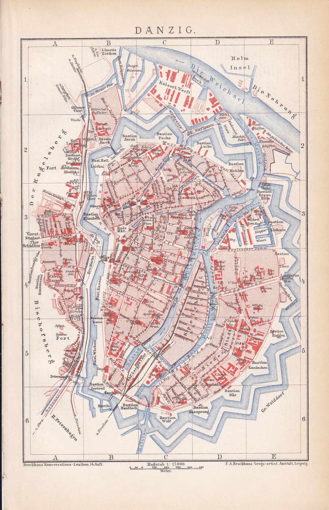 Antique 1892 Map of Danzig Gdańsk Poland Border German | Etsy