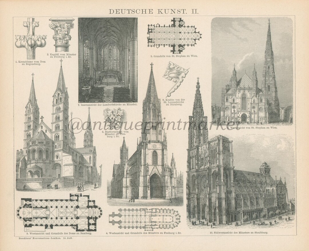 Antique 1892 Cathedrals Religious German Chromolithograph Print ...