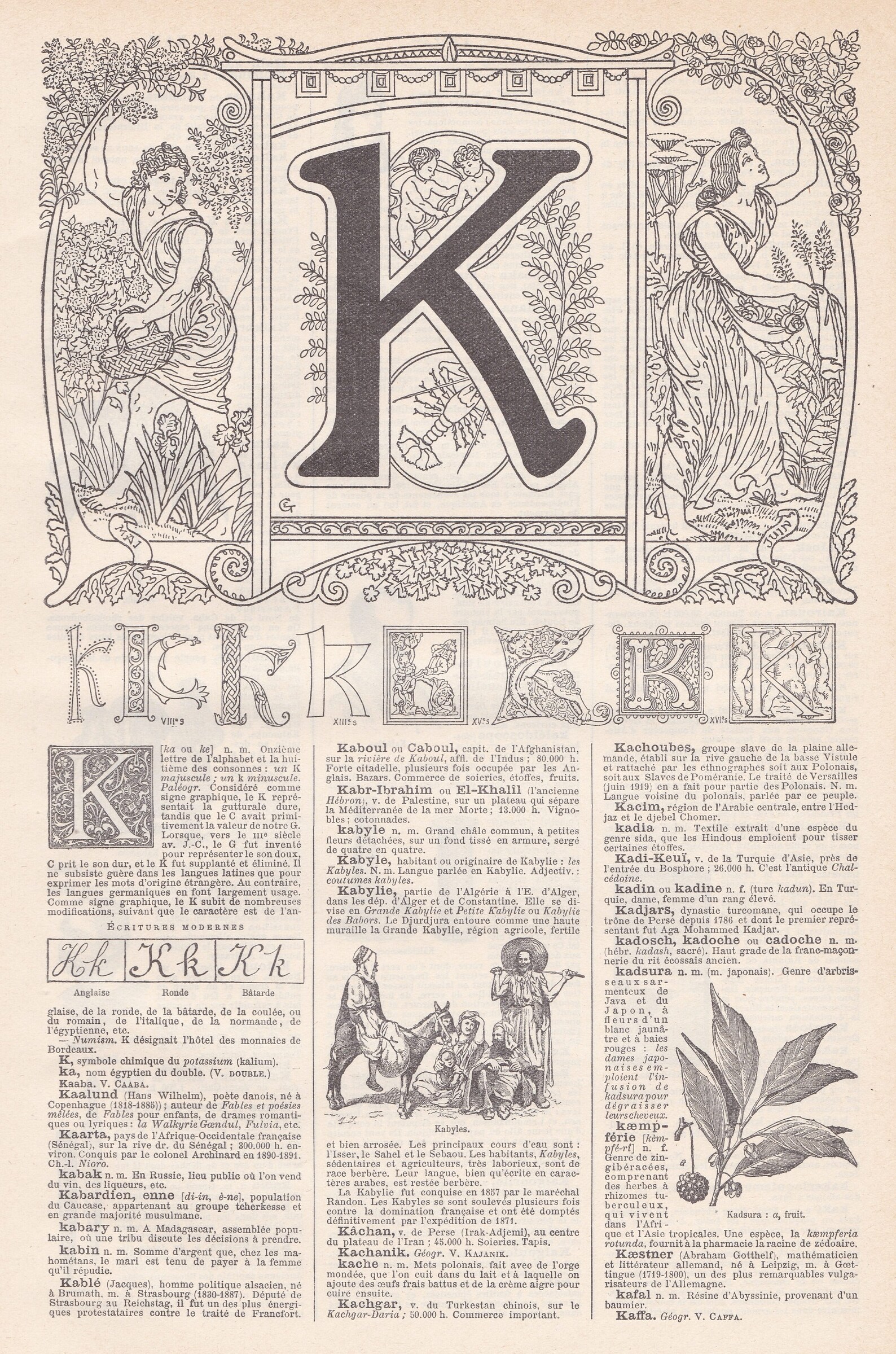 Original French Alphabet Letter K Lithograph From LAROUSSE Nouveau ...