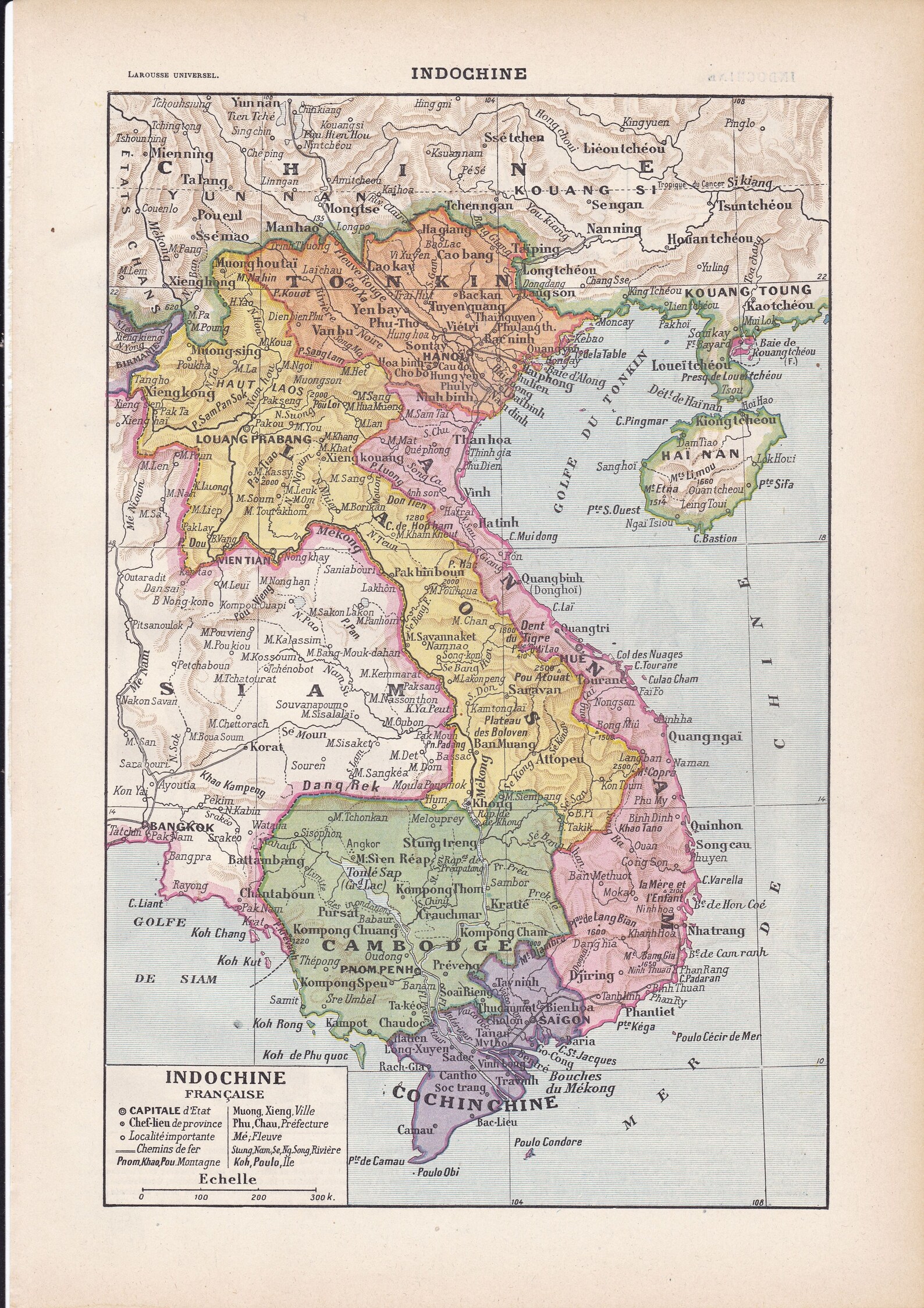Vintage Map of Indonesia Original 1922 French Lithograph From LAROUSSE ...