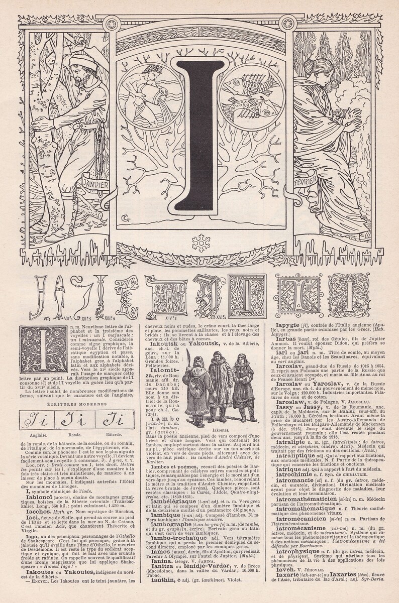Original French Alphabet Letter I Lithograph From LAROUSSE - Etsy