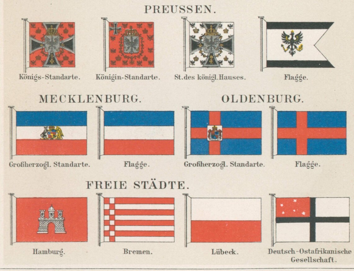 Antique 1900s German Flags Military Geography Extinct German ...