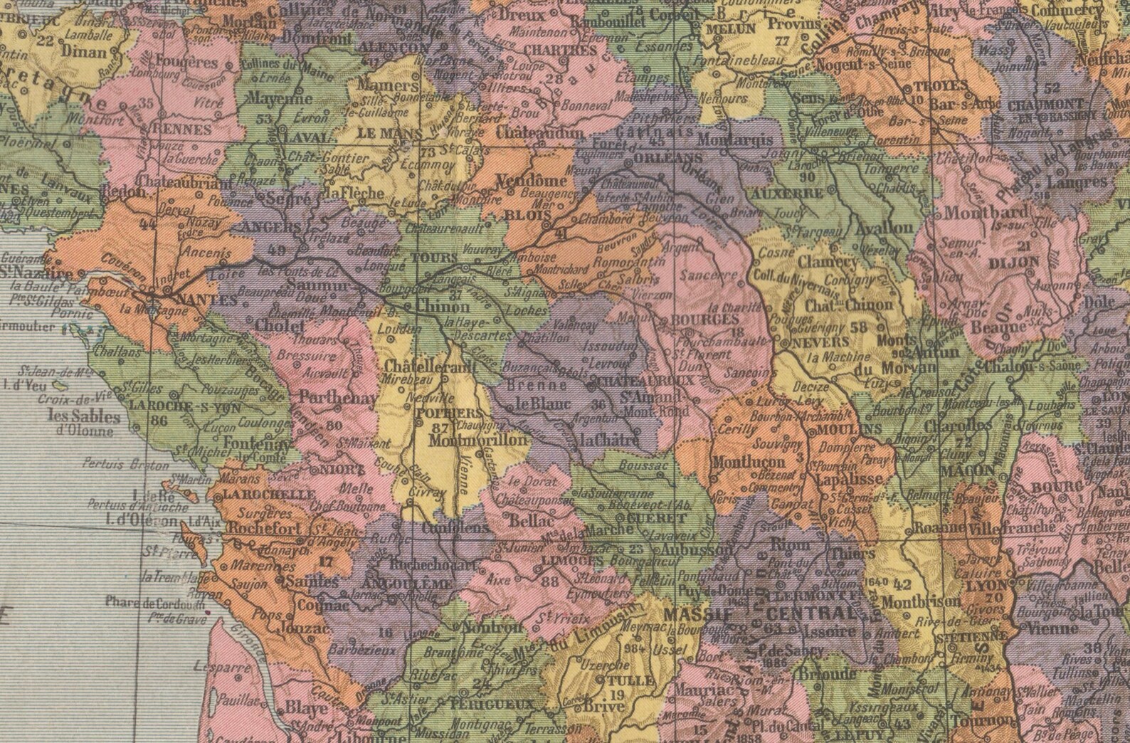 Vintage Map of France Original 1939 French Lithograph From LAROUSSE ...