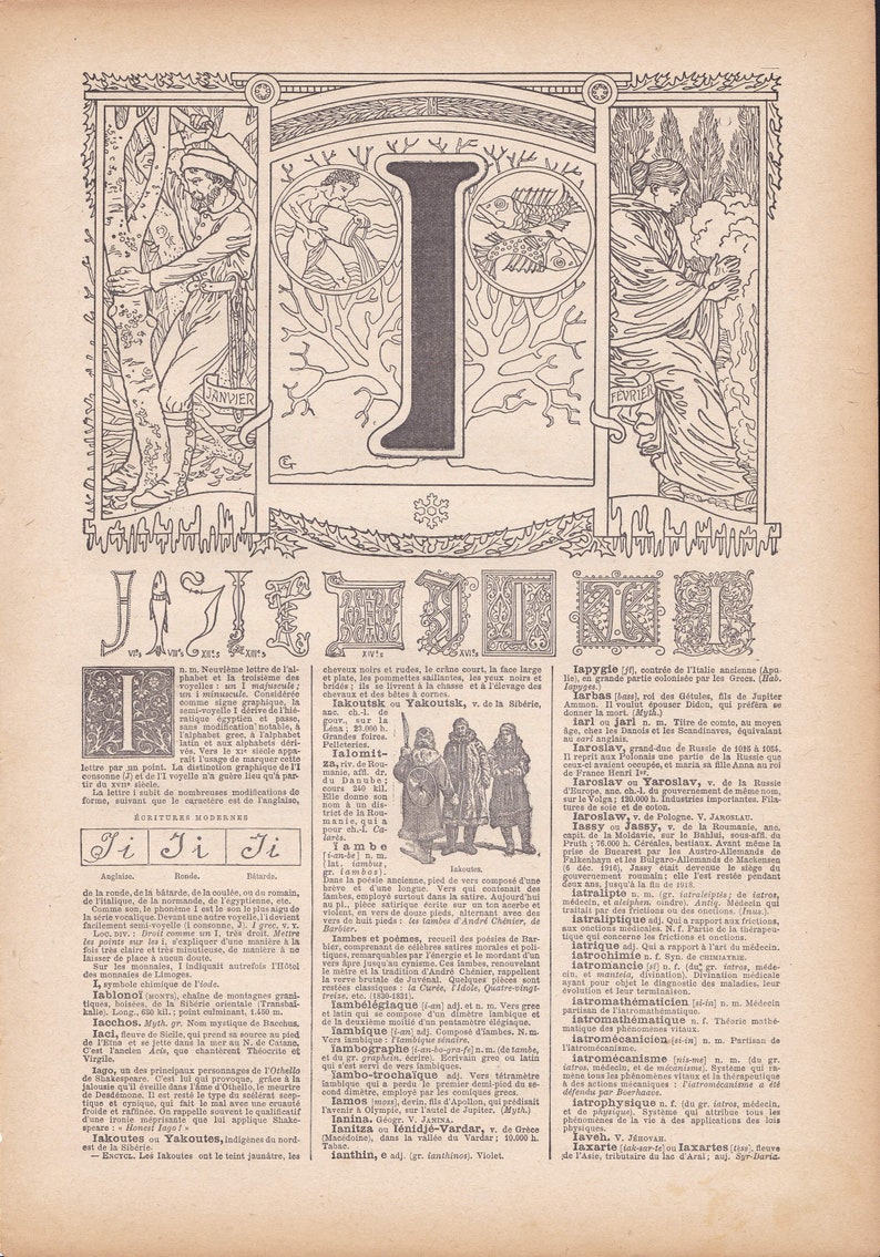Original French Alphabet Letter I Lithograph From LAROUSSE - Etsy
