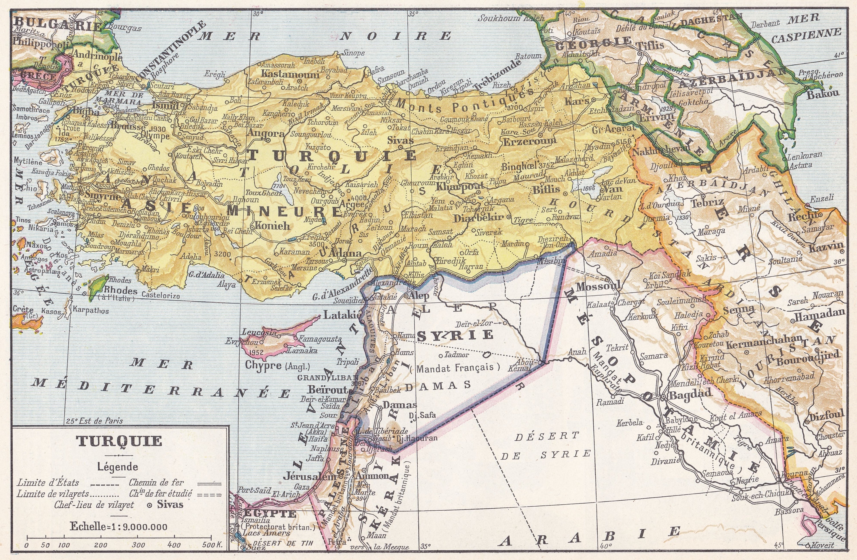 Vintage Map of Turkey Syria Original 1922 French Lithograph From ...