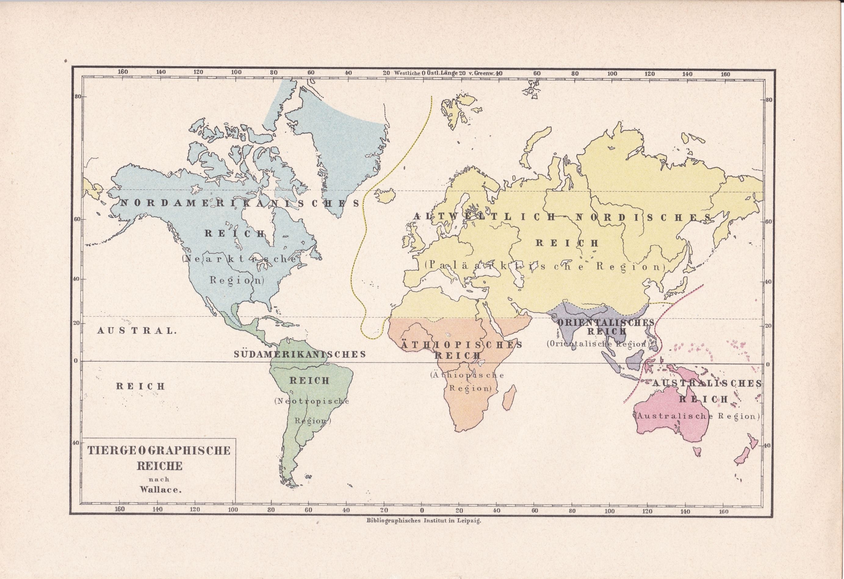 World Animal Distribution Map 1883 Rare Antique Original Print ...