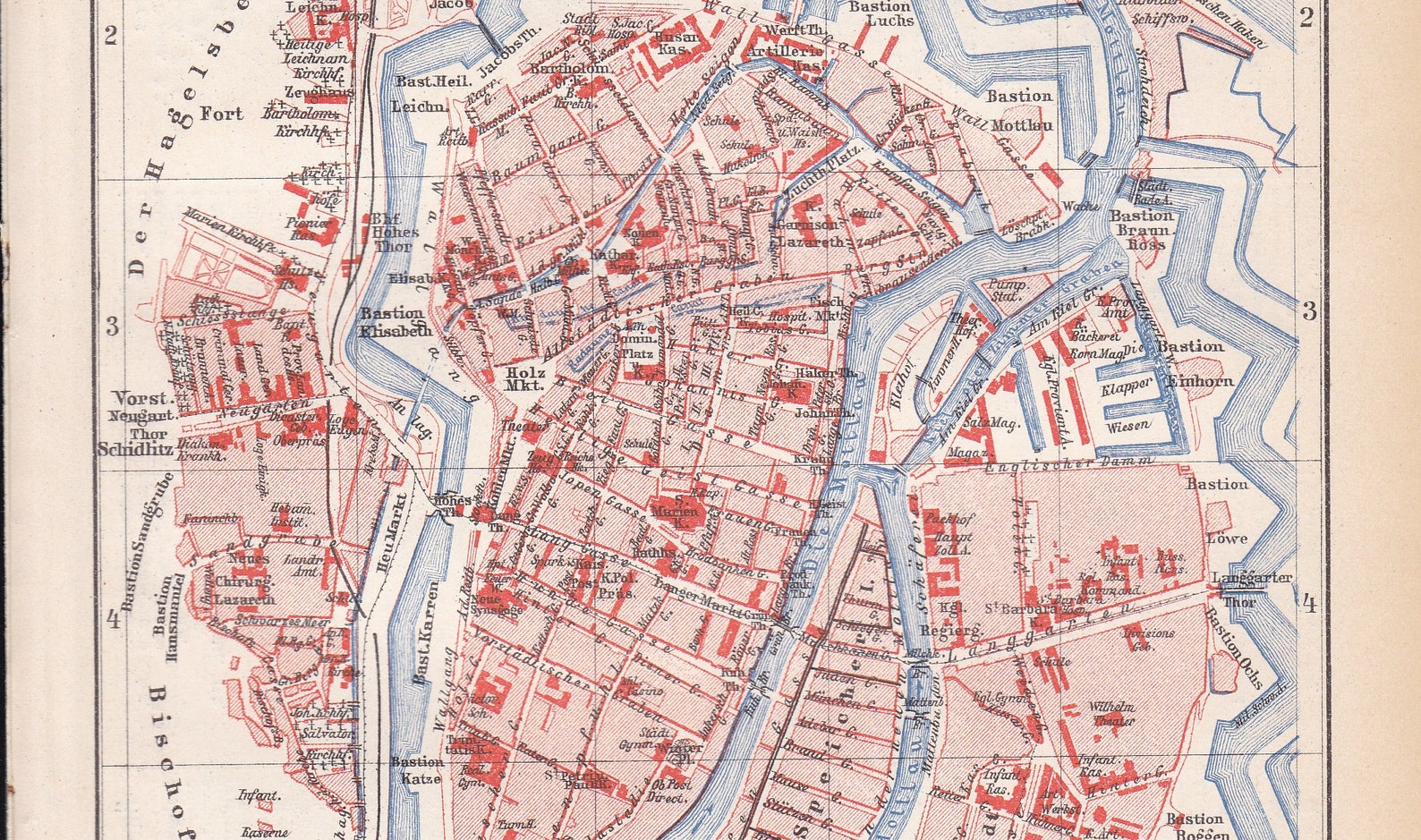 Antique 1892 Map of Danzig Gdańsk Poland Border German Chromolithograph ...