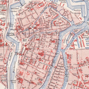 Antique 1892 Map of Danzig Gdańsk Poland Border German Chromolithograph ...