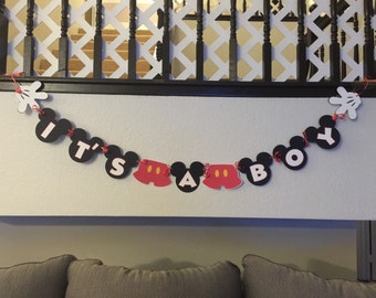 Mickey Mouse Banner, Disney Banner, Bunting, Mickey Mouse Birthday ...