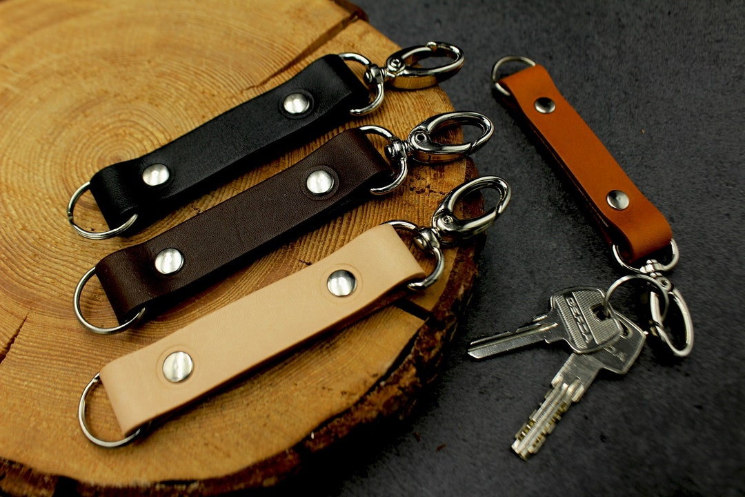 Leather Key Fob With a Carabiner, Key Chain With Trigger Snap - Etsy
