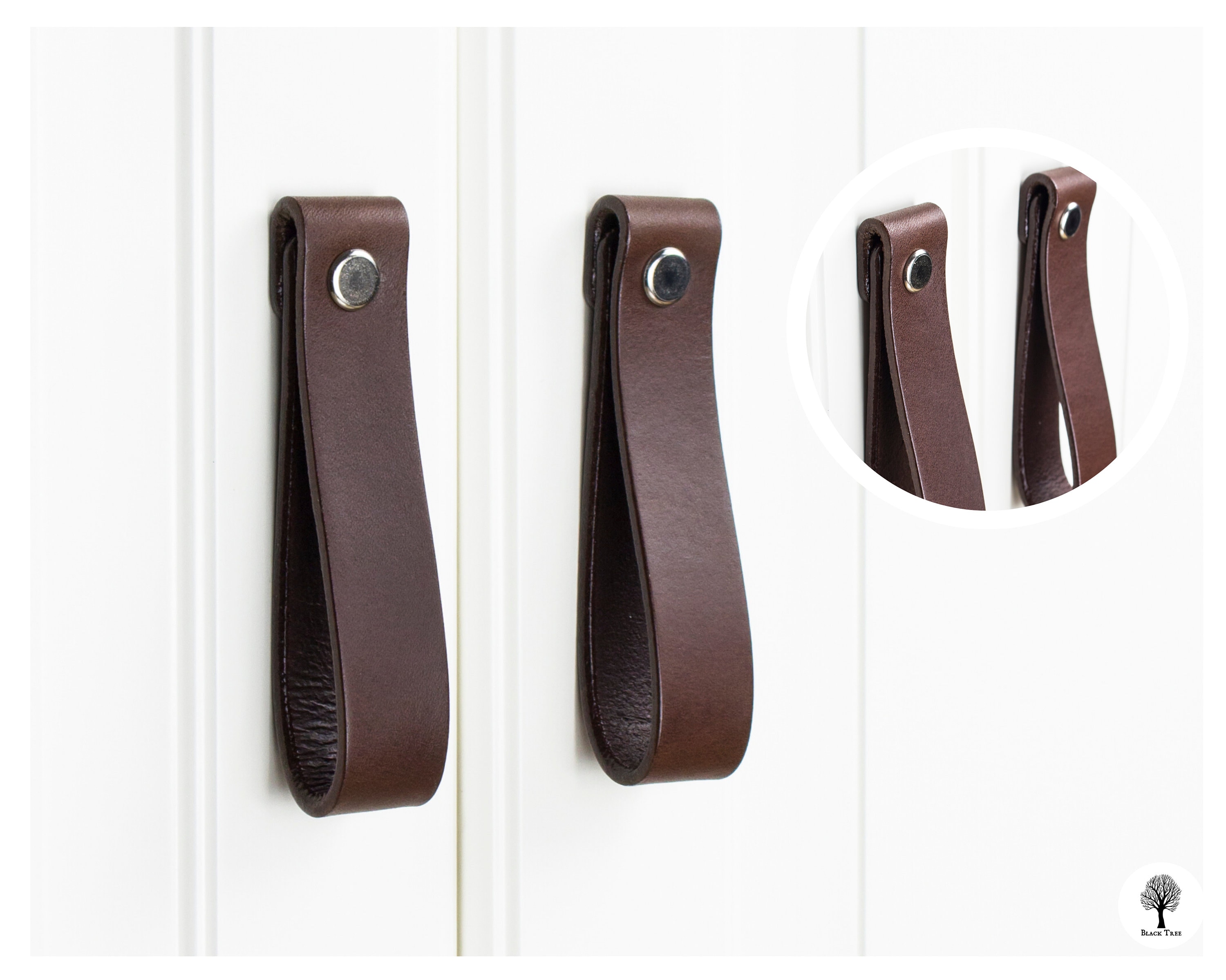 Leather Handles No.007 PREMIUM, Leather Drawer Pulls, Leather Pulls ...