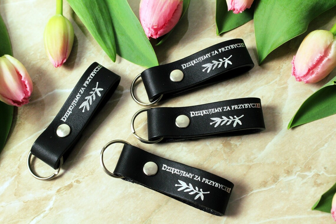 Custom Embossed Leather Keychains - Wedding Favors in Bulk, Gift for ...
