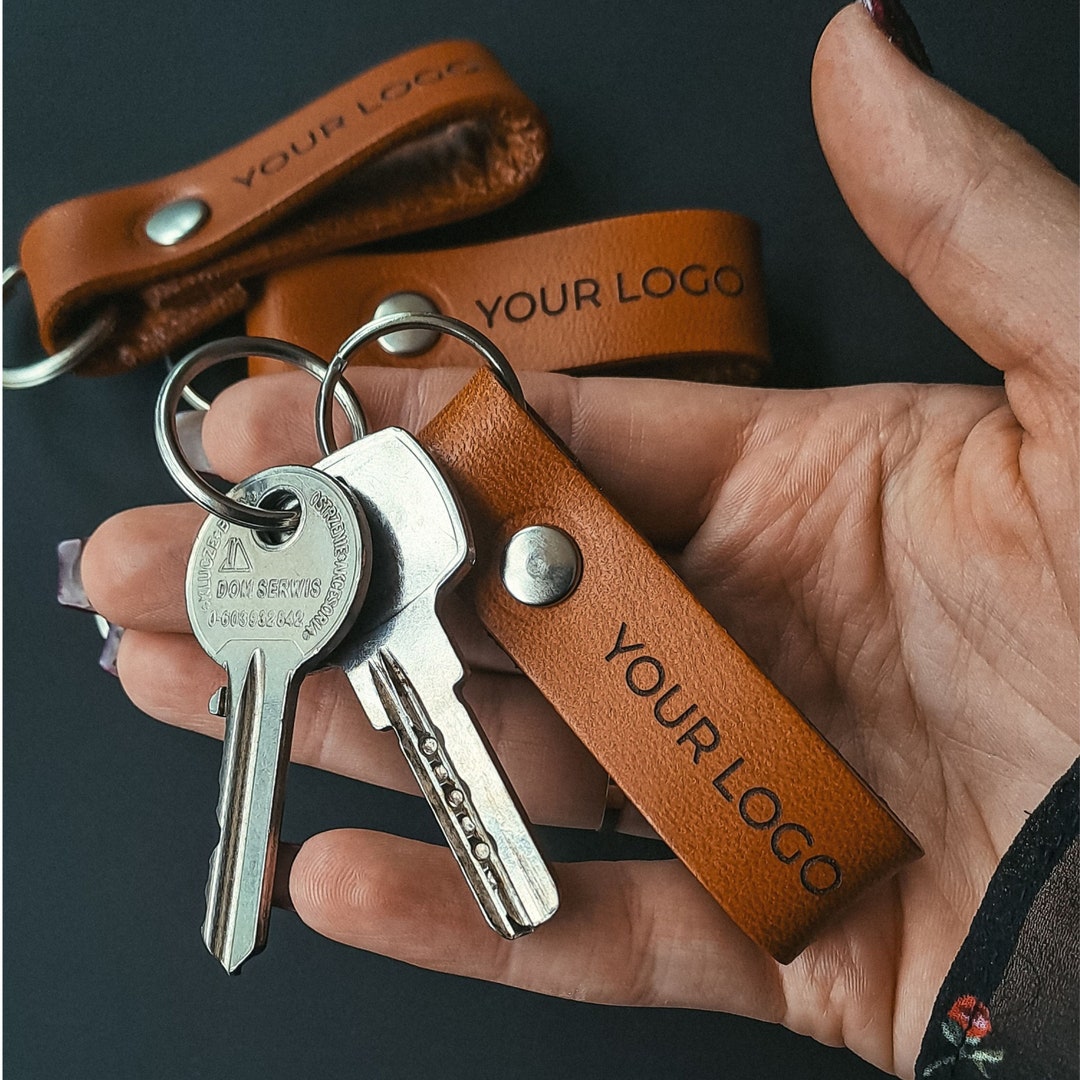 Engraved Leather Keychains, YOUR LOGO for Your Business in Bulk, Custom ...
