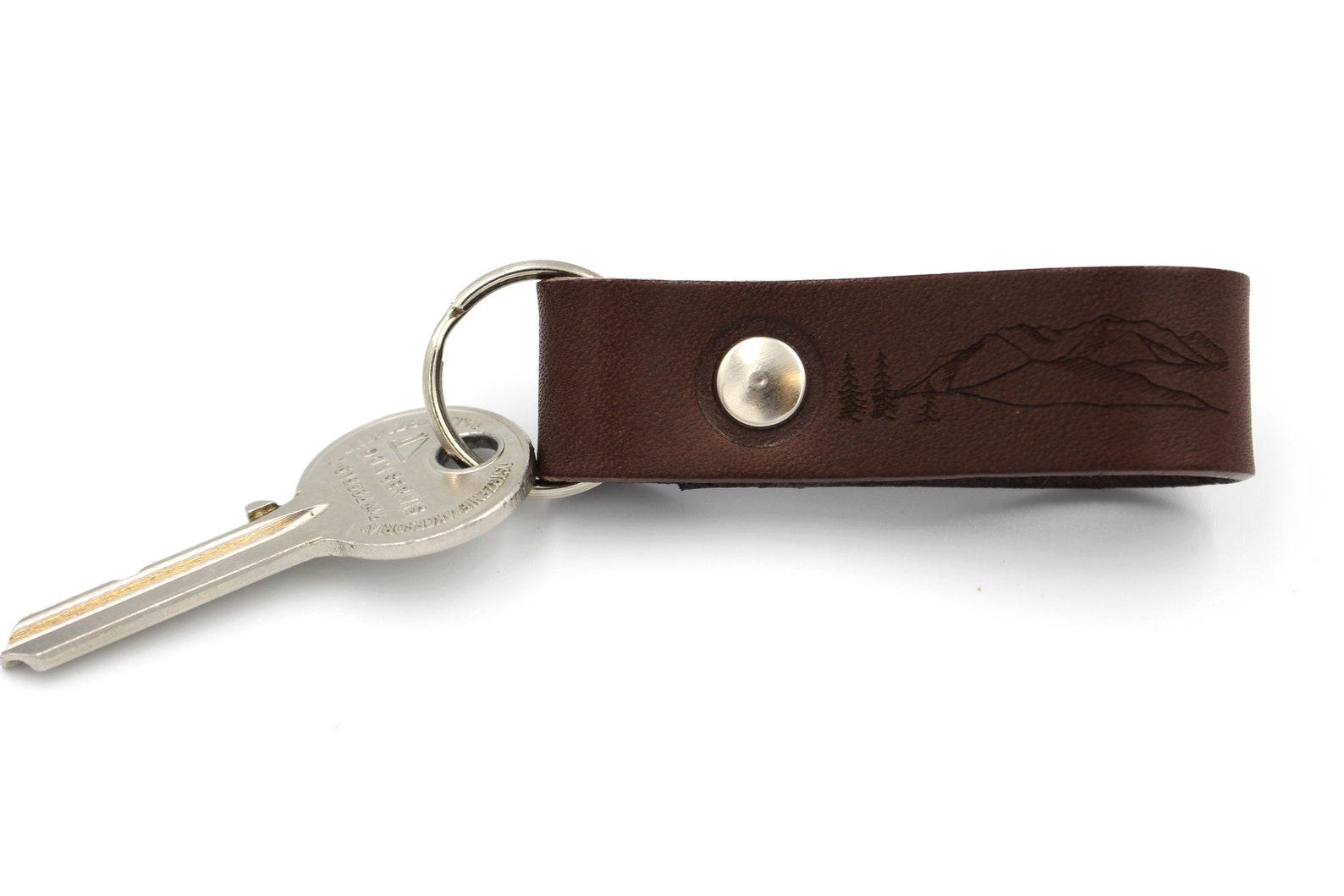 Leather Key Fob - Mountains, Hiking Lover Gift, Mountain Keychain - Etsy