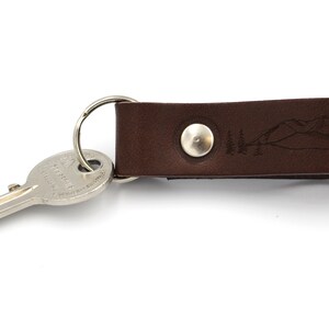 Leather Key Fob - Mountains, Hiking Lover Gift, Mountain Keychain - Etsy
