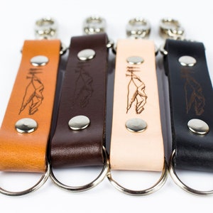 Leather Key Fob With a Carabiner Mountains, Trigger Snap Keychain ...