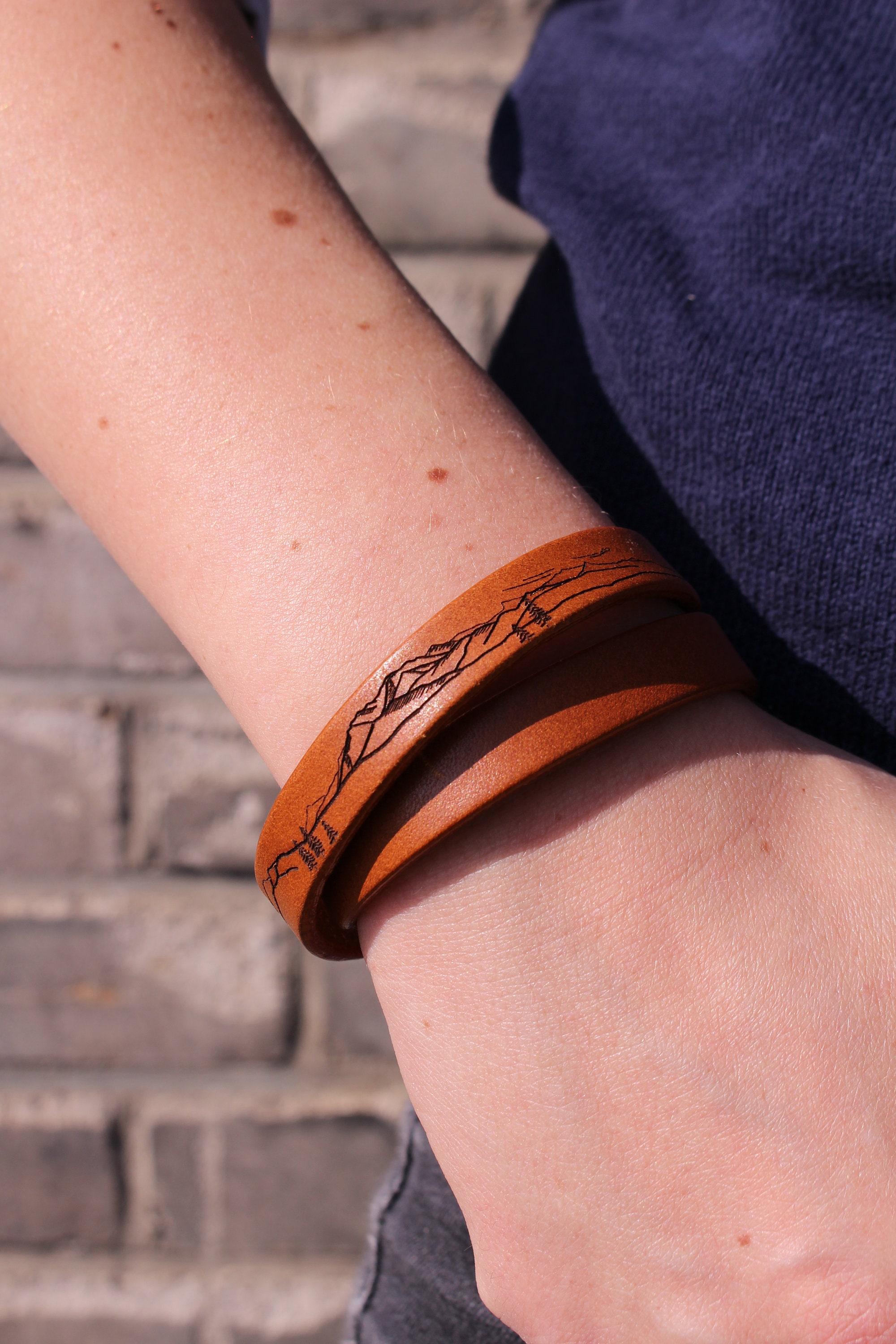 Personalized Double Wrap Leather Bracelet Unisex Bracelet | Etsy